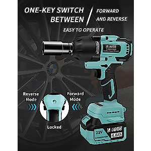 Cordless Impact Wrench,1/2 Impact Gun，850NM(627ft·lbs) High Torque 2200 RPM,Brushless Motor，with a 10C 4.0Ah Li-Ion Battery and Fast Charger，Suitable for family cars，Construction work on site