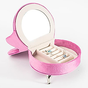Bbiamsleep 7.5 Inch Openable Rose Pink Sofa Jewelry Box Armchair for Dollhouse Heart Shape Velvet Chair 1/6 Scale Dolls Accessories