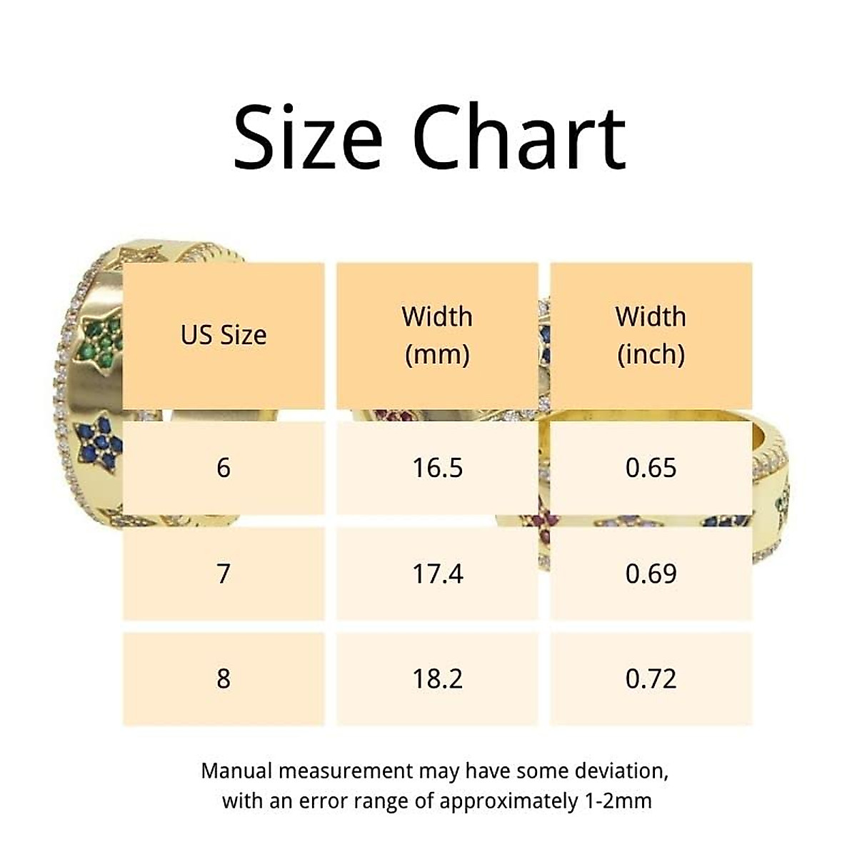 ATJMLADYJEWELRY Size 6 7 8 Gold Plated Colorful Star Engraved Wedding Engagement Band Fashion Women Ring (8)