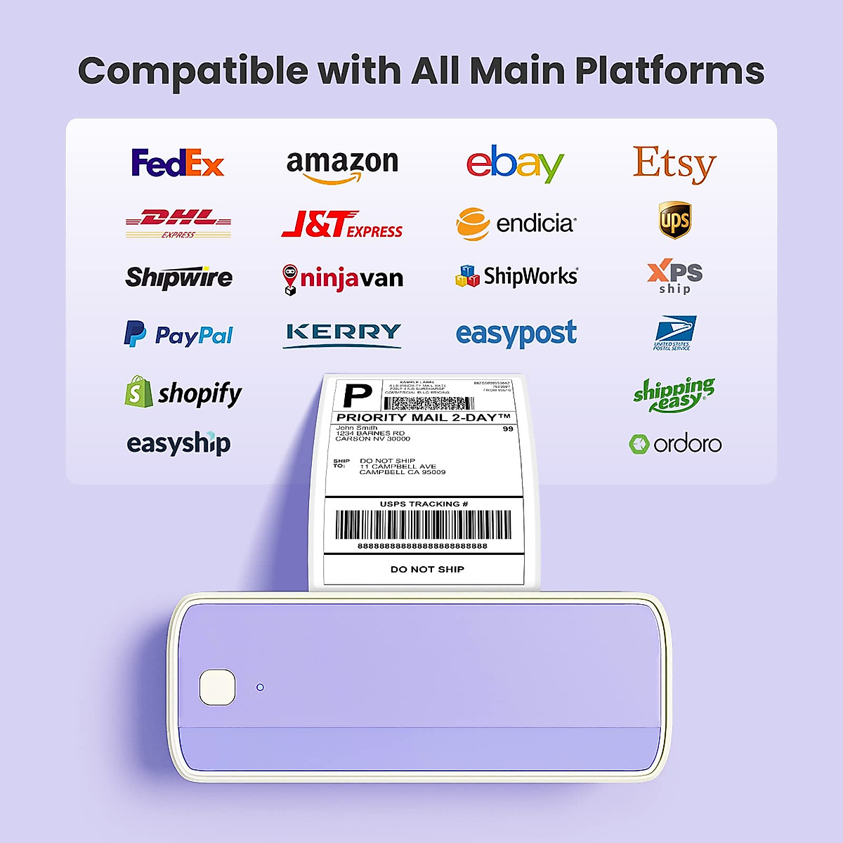 Omezizy Bluetooth Thermal Label Printer - 241BT Wireless Shipping Label Printer, Thermal Printer for Shipping Labels, Shipping Label Maker, Support iPhone, Android, PC, Compatible with UPS, Shopify