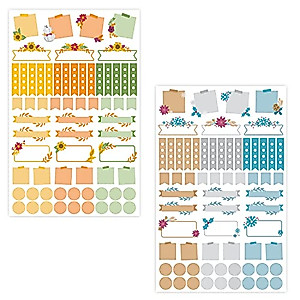 bloom daily planners Decorative Floral Planner Sticker Sheets - Variety Sticker Pack for Decorating, Planning, Scrapbooking, etc.