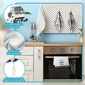 Patelai 6 Pieces Farm Animal Kitchen Towels, Farmhouse Rooster Cow Dish Cloths Hand Towels for Home Kitchen Dish Towels