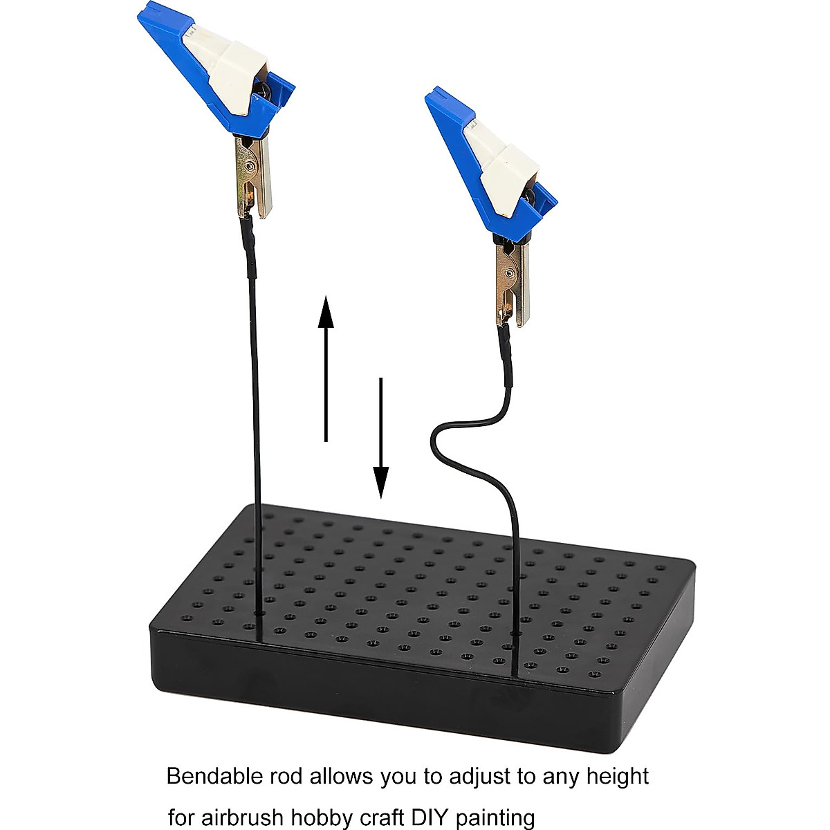 Yocoolfun Model Painting Stand Base Holder and 10PCS Bendable Alligator Clip Sticks Set with Lager Clips,Miniature Model Holder for Painting, Airbrush Hobby Tools Accessories Holder Stand