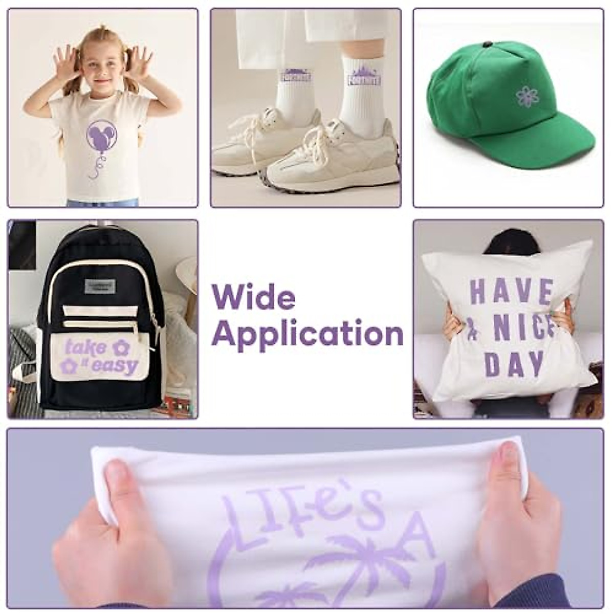 HTVRONT HTV Heat Transfer Vinyl Bundle: 20 Pack 12" x 10" Light Purple Iron on Vinyl for T-Shirt, Light Purple Heat Transfer Vinyl for Cricut, Silhouette Cameo or Heat Press Machine