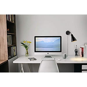 AN.KLN Plug in Wall Light Flexible Gooseneck Reading Lamp with Switch, Vintage Industrial Black Metal Bedside Wall Lamp, 1.8m Cable, E27 Socket, for Bedroom Living Room Study,1Pack