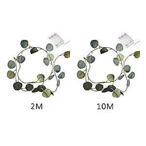 BWWNBY Artificial Leaf Foliage Rattan String Lights Vine Fairy Lights 6.5ft 20 LED Copper Wire Battery Powered Decor for Home Kitchen Garden Office Wedding Wall