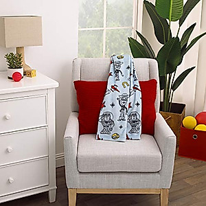 Disney Toy Story 4 Super Soft Blue, Yellow, Red Buzz Lightyear Woody Star Rocket Horse Shoe French Fiber Baby Blanket, Blue, Red, Yellow