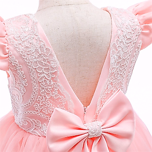 HNXDYY Girl Tutu Party Dress Bowknot Princess Baby Girls Birthday Gown #766_C Hot Pink 4-5 Years