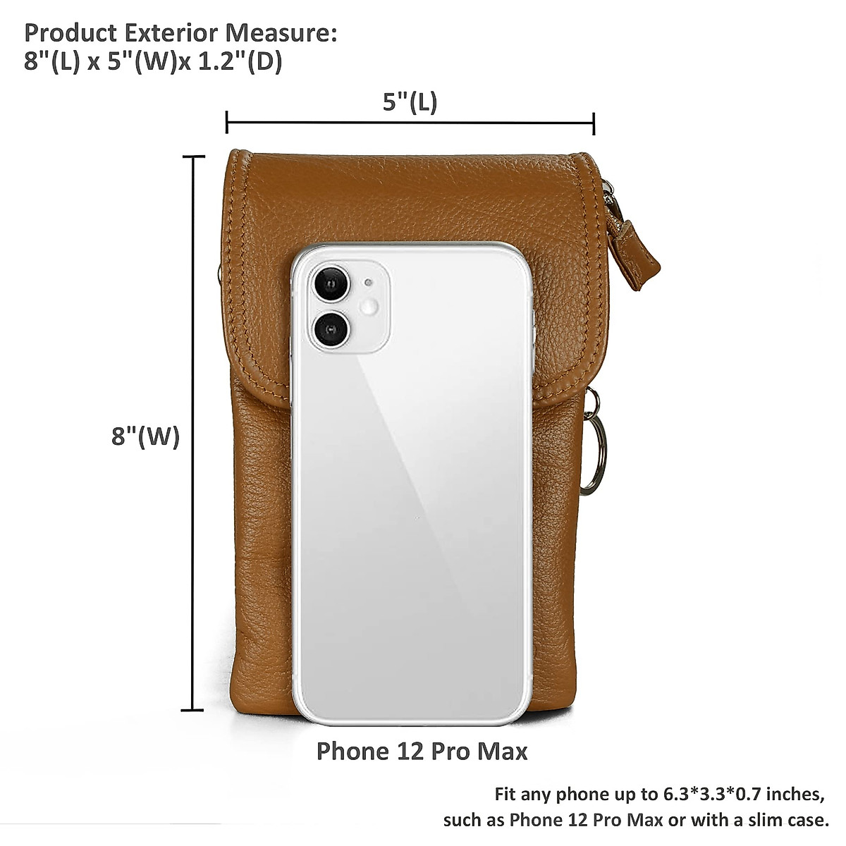 befen Leather Crossbody Wallet Purses and Handbags Cell Phone Smartphone Trendy Travel Cross Body Bags for Women - Fit iPhone 15 Pro Max, Cognac Brown