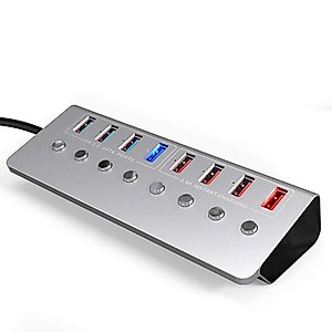WJCCY Aluminum Alloy 8-Port USB3.0 Splitter 4 Port Laptop Extended USB HUB 4 Port Fast Charging Adapter External 12V 4A Power Supply