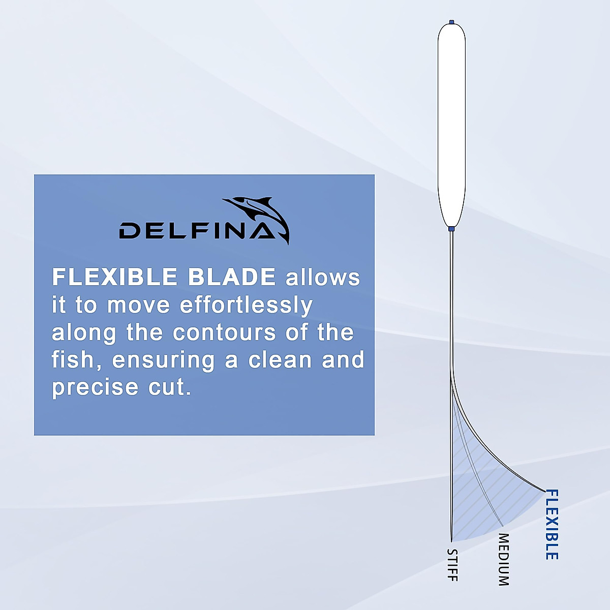 DELFINA 7 inch Flexible Fillet Knife For Fish W/Softgrip & Sheath, High Carbon Japanese 420J2 Stainless Steel Fish Fillet Knife, Ideal for Filleting, Removing Fish Skin, Deboning