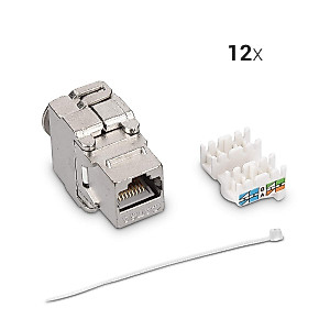 kwmobile Keystone Module Jacks - 12 Piece CAT6A Shielded Keystone Jack RJ45 Cat 6A Ethernet Module 10 Gbit with Shielded Metal Housing