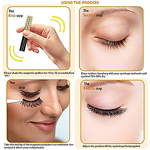 Upgraded 3D 5D Magnetic Eyelashes with Eyeliner Kit, 10 Pairs Natural Look 5 Magnets Eyelashes with Tweezer,Waterproof Liquid Eye Liner,Softer Reusable False Lashes Ultra Strong Hold and No Glue