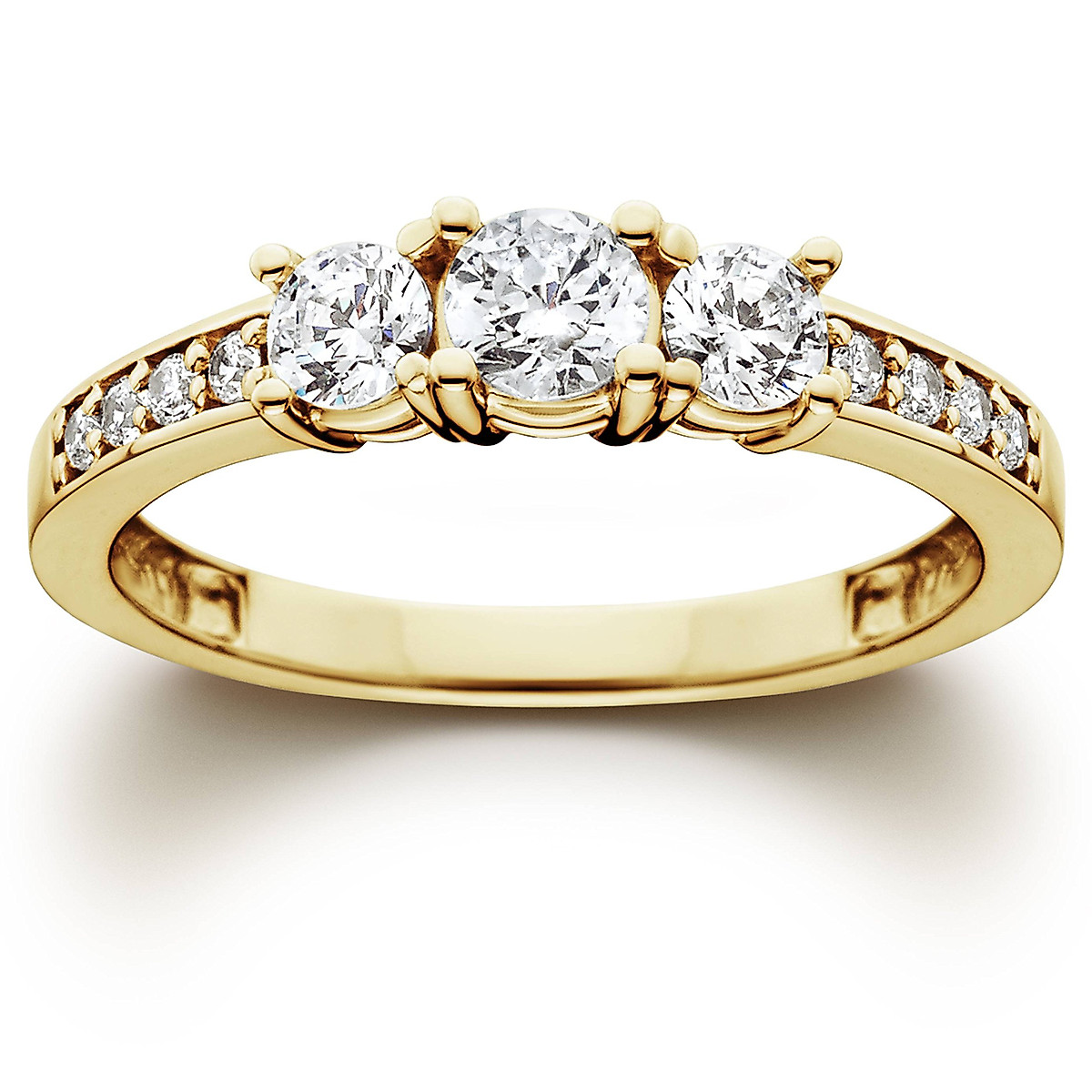 P3 POMPEII3 1 Ct 3-Stone Diamond Engagement Ring 10K Yellow Gold - Size 6.5