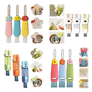 Cup Lid Cleaning Brush, 3 in 1 Multi-Function Silicone Cup Lid Gap Cleaner, Multi-Style Cup Lid Cleaning Brush, Used for Bottle Gap Narrow Space, Household Kitchen Cleaning Tools (B-3 Pcs)