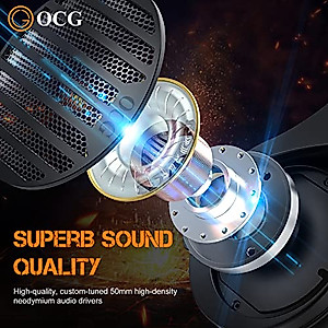 OCG Gaming Headset Dual Wireless Lossless 2.4G Bluetooth Gaming Headphones with Detachable Microphone 50mm Speakers - for PC, PS4, PS5,Smartphone,MacBook,Notebook,Tablet Black