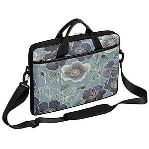Vintage Flowers Laptop Computer Bag Waterproof Shoulder Messenger Bag 13-15 inch Durable Laptop Tote Bag with Shoulder Strap Handle Lightweight Crossbody Briefcase