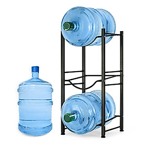 5 Gallon Water Bottle Holder 3 Tier Water Cooler Jug Rack Shelf Organizer Detachable Heavy Duty Kitchen Water Bottle Storage Rack for Home, Office, Black