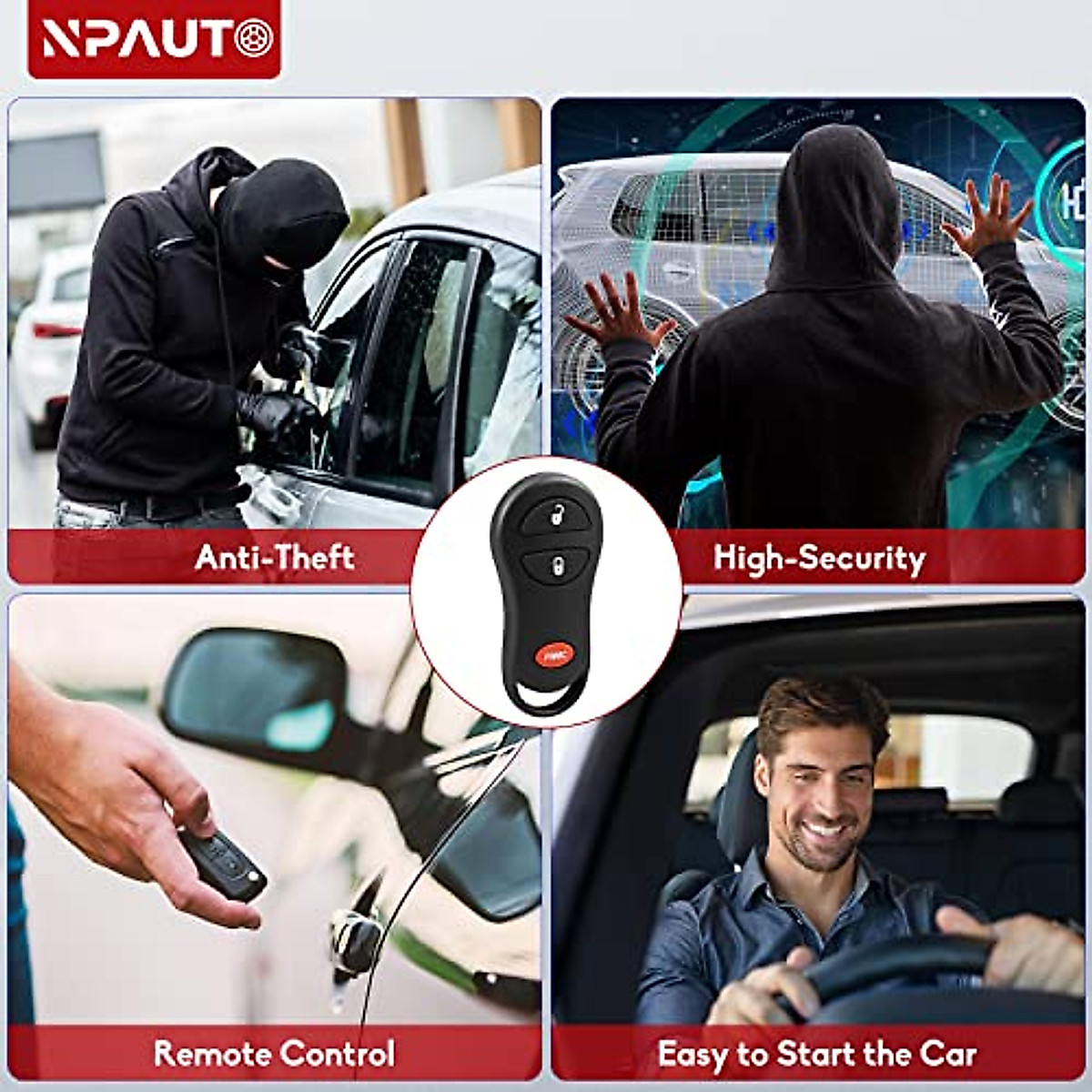 NPAUTO Key Fob Replacement Fits for Dodge Ram 1500 2500 3500 2002-2005, Dakota 2001-2004, Durango 2001-2003, Grand Caravan/Chrysler/Plymouth Prowler - Keyless Entry Remote Control, GQ43VT17T, 04686481