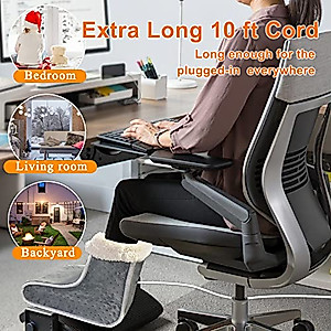 Foot Warmer - Double-Side Heating Electric Heated Foot Warmers for Men and Women Foot Heating Pad with 6 Levels Temp and 4 Timers (L- Remote Control)