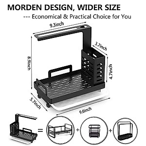 Sink Caddy Kitchen Sink Organizer, Stainless Steel Kitchen Caddy Sink Organizer with Removable Drain Tray for Soap, Sponge, Scrubber, Brush and Dishcloth, Rustproof Countertop Kitchen Sink Organizer