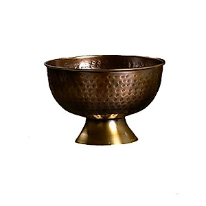 Serene Spaces Living Large Antique Style Hammered Copper Decorative Bowl, Rustic Home Accent Bowls for Flowers, Potpourri, Keys, For Coffee Table, Entryway Console, Measures 5" Tall & 8.25" Diameter