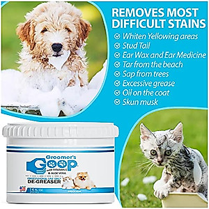 Groomer's GOOP Pet De-Greaser with Vitamin E and Aloe Vera - Degreaser Cream for Dogs, Puppy, Cat, and Kitten - Oil and Stain Remover for Pets Fur and Coat - 14oz (Pack of 1)
