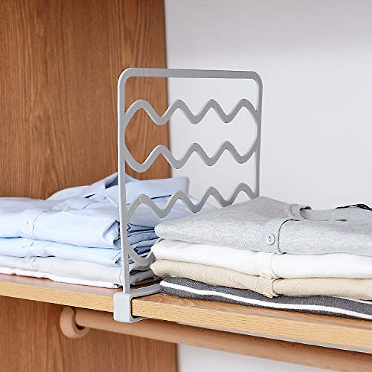 Hooshion Shelf Divider for Wood Closet, 6 Pack Plastic Shelf Dividers, Wood Closets Shelves Organizer and Separator for Kitchen Cabinet, Bookcases, Sweater, Towels and Hats Separators for Wood Shelf