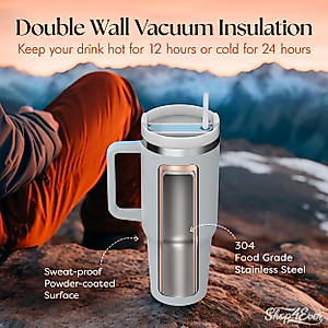 shop4ever Seester Definition Engraved Insulated Stainless Steel Tumbler with Handle, Lid, and Straw 40 oz. Funny Gift for Sister Best Friend (Fog)