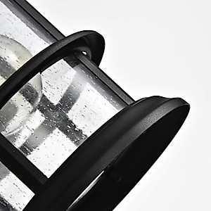 MICSIU Textured Black 10" Outdoor Light Fixtures Wall Mount, Waterproof Front Porch Light Fixtures with Clear Seedy Glass, Outdoor Wall Lights for House Front Porch, Patio, Backyard