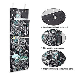 WELLDAY Hanging Storage Bag Elephant Dots Wall Door Closet 4 Pockets Organizer