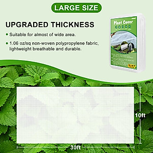 SOMXOY 10x30FT Plant Cover Freeze Protection Winter 1.06 oz/yd² Thick Frost Cloth Blanket Plant Protector Reusable Floating Row Tree Covers from Animals for Garden Outdoor