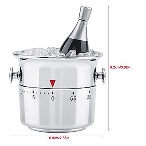 Wine Cooler Bucket Shaped Kitchen Timer, Bucket Shaped 60 Minutes Kitchen Timer Stainless Steel Mechanical Wind-Up Timer, Kitchen Gadgets, Cute Time Management Tool for Cooking Teaching Learning