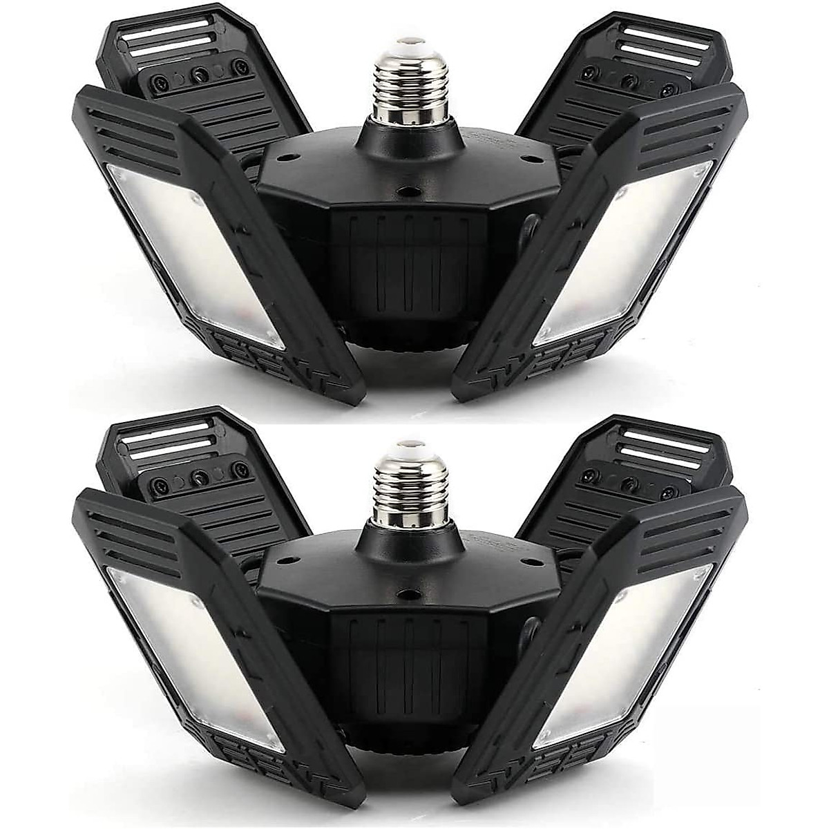 ANYPOWK LED Garage Lights with Motion Sensor - 12000 Lumen 6500K Daylight 120W, Four Leaf Garage Organization Ceiling Lighting, Pack of 2