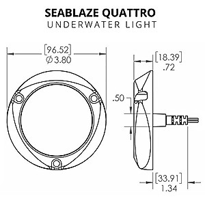 Lumitec Lighting 101511, LED Underwater Light, SeaBlaze Quattro Underwater Light, Dual Color White / Blue