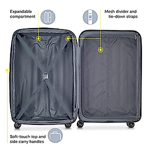 DELSEY Paris Helium Aero Hardside Expandable Luggage with Spinner Wheels, Brushed Charcoal, Checked-Medium 25 Inch