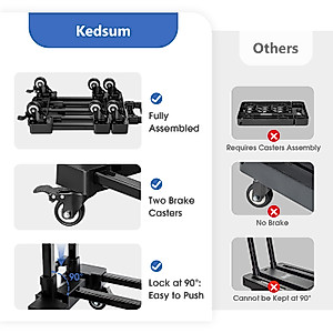 KEDSUM 90&150° Folding Hand Truck, 500lbs Heavy Duty Dolly Cart, Portable Luggage Cart with 6 Solid Construction Wheels, Collapsible Foldable Hand Cart for Shopping, Travel, Moving and Office Use