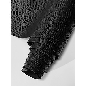 Fabric Empire Vinyl Upholstery Fabric Embossed Texture Snake Fake Leather Material for Bags Purses Shoes Apparel 54" Wide/Sold by The Yard (Mamba, Black)