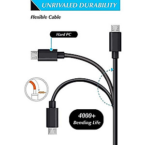 Micro USB Cable,Universal 3Pack 6ft Long Android Charger Cable, High Speed Sync Charger Cord and Micro USB Data Cord Wire for Samsung Galaxy S7 Edge, S7, S6 Edge,S6,Black