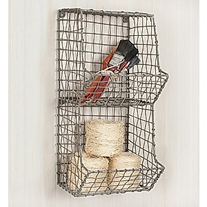 Colonial Tin Works Mini Rustic Wire General Store Wall Bin,Gray,7½"W x 7"D x 16"T