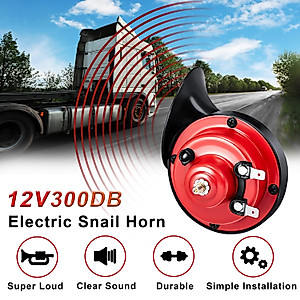 Ouffun Super Loud Waterproof Dual Horns, 12V 300DB, Universal Fit Kit for Cars, Motorcycles, Trucks, Trains & Boats (2 PCS)