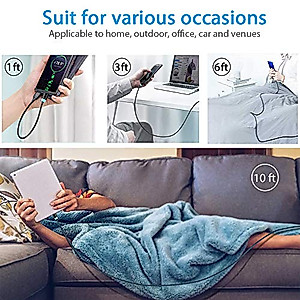 Terasako Magnetic Charging Cable 6-Pack [1ft/3ft/3ft/6ft/6ft/10ft], 3 in 1 Nylon Braided Magnetic Phone Charger, Compatible with Micro USB, Type C, iProduct and Most Devices