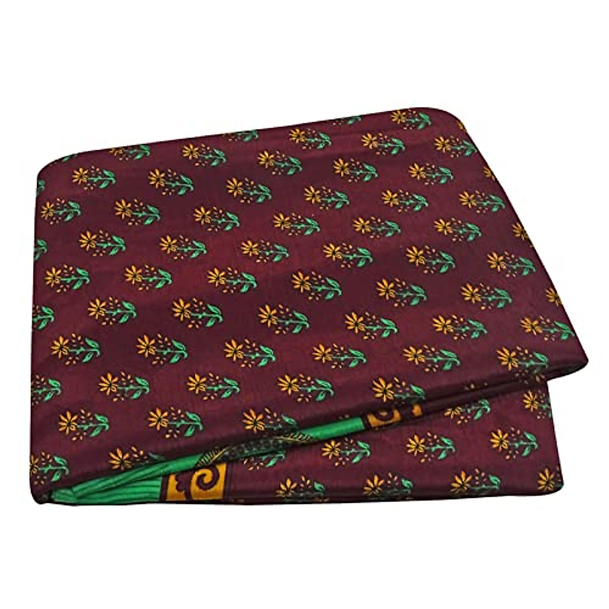 Peegli Indian Crepe Silk Brown Saree Women's Vintage Floral Sari 5 Yards DIY Fabric