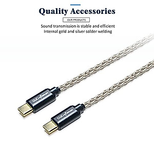 GUCraftsman USB C Type C to Type C Headphone Amplifier Cable 6N Single Crystal Silver for FiiO BTR5 Q1 Q3 Q3s Qudelix 5K xDuoo Link2 XD-05PLUS E1DA 9038G3 9038S 9038D Lotoo PAW S2¡­