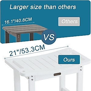 Waterproof Shower Bench, White Poly Shower Stool for Shaving Legs, Shower Chair Seat with Handles & Shower Head Holder, Plastic Bathroom Bench with Adjustable Feet for Inside Shower, Non-Slip