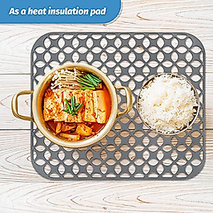 Finphoon Sink Protectors for Kitchen Sink，Kitchen Sink Mats, 2pcs 13.8'' X 11.4'' Sink Mats for Bottom of Kitchen Sink, Heat-Resistant Silicone Sink Protector for Side Drain