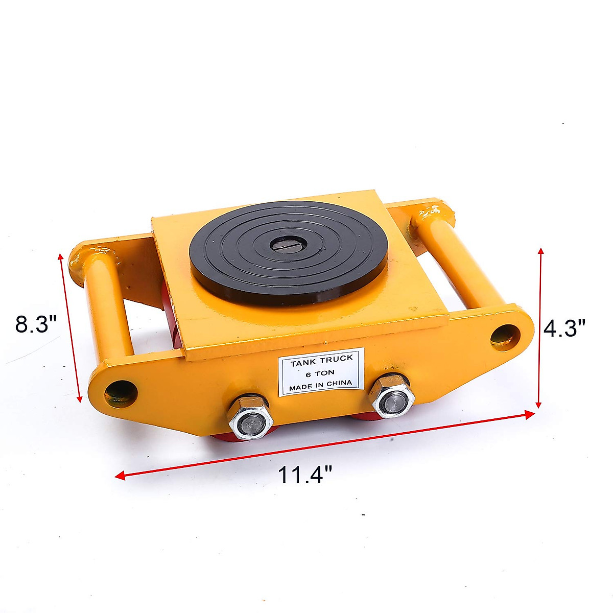 6T Industrial Machinery Mover with 360° Rotation Plat 13200lbs Machinery Moving Skates with 4 Roller Wheels Machinery Mover Dolly Skate, Orange, 1PC