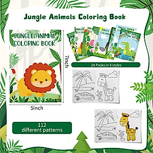 Honoson 24 Pcs Kids Coloring Books Animals Truck Coloring Books Bulk Jungle Animals Party Favors Mini DIY Art Drawing Book for Birthday Gifts Classroom Jungle Party Supplies (Cartoon Style)
