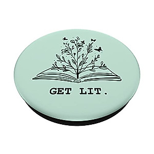 Get Lit Library Book Wildflowers Lovers Literature Teacher PopSockets Swappable PopGrip
