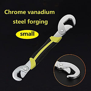 Maizoon Wrench Set 2 Pieces Universal Yellow Non-Slip Handle 3 Sided Precision Tooth Forging Stronger Bite CR-V Steel Swivel Opening Car Plumbing Home Repair Tools